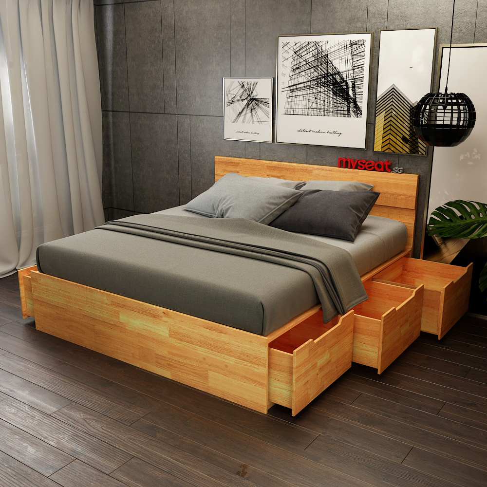 Solid Wood Bedframe - MYSEAT.sg | Free Delivery & Assembly