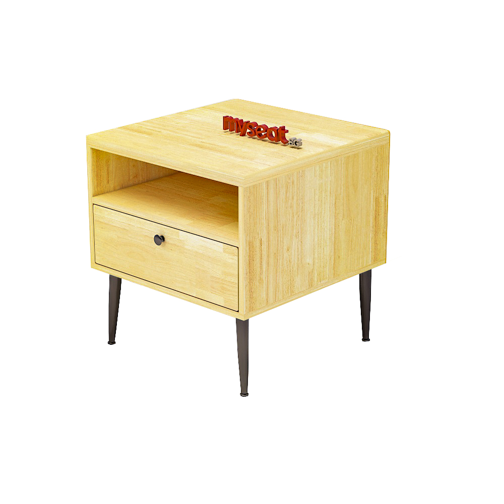 Solid Wood Bedside Table - MYSEAT.sg | Free Delivery & Assembly